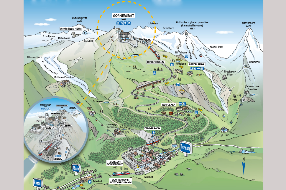 Gornergrat Bahn - Matterhorn - Karte
